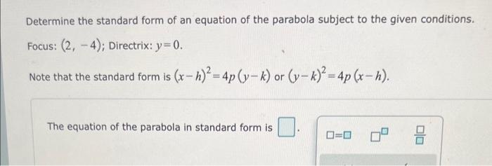 Solved Determine the standard form of an equation of the | Chegg.com