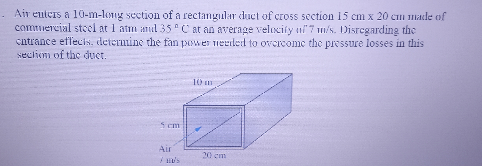 Solved Air enters a 10-m-long section of a rectangular duct | Chegg.com
