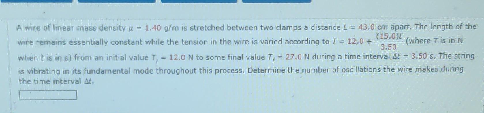 Solved A wire of linear mass density μ=1.40 g/m is stretched | Chegg.com