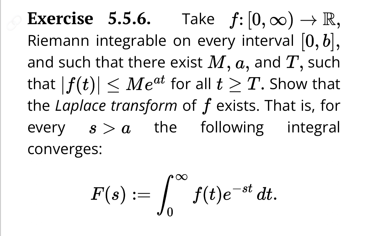 Solved Exercise 5.5.6. , ﻿Take f:[0,∞)→R, ﻿Riemann | Chegg.com