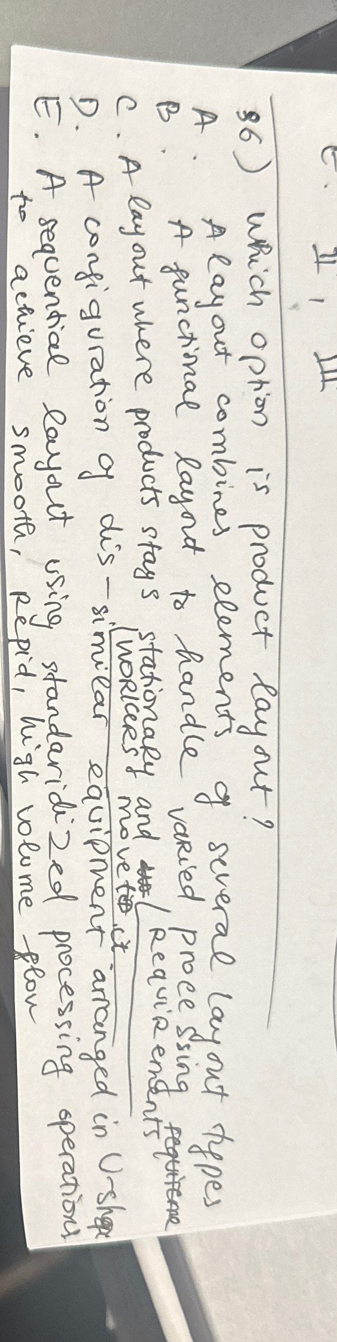 Solved Which option is product layout?A. ﻿Alayout combines | Chegg.com