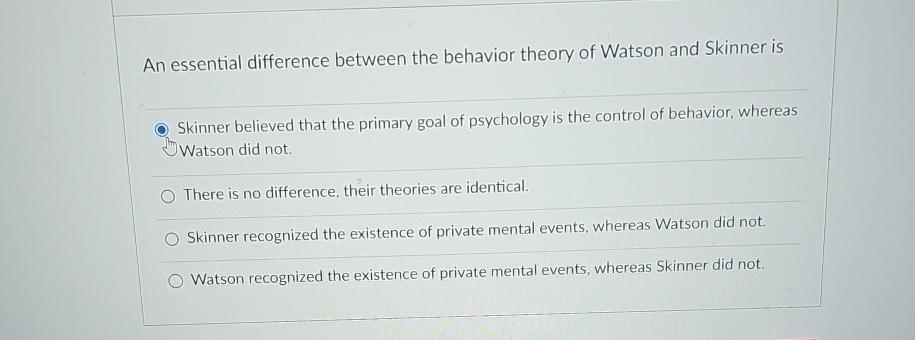 Solved An essential difference between the behavior theory | Chegg.com
