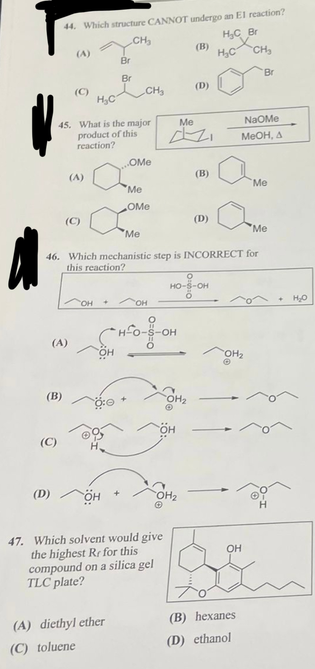Solved Which structure CANNOT undergo an EI | Chegg.com