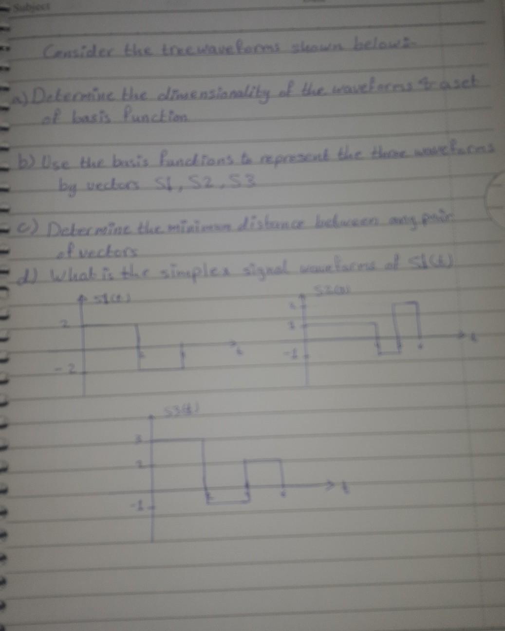 Consider the tree waveforms shown belows ) Detecrine | Chegg.com