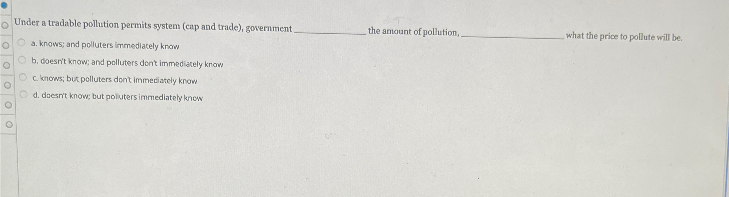 Solved Under a tradable pollution permits system (cap and | Chegg.com