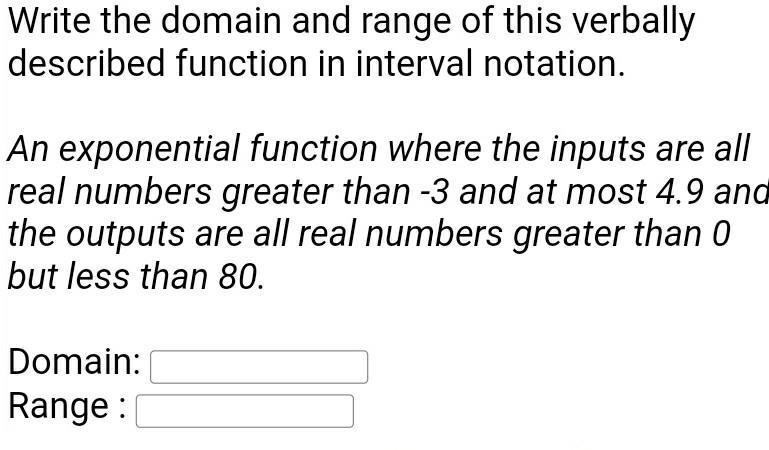 Solved Write the domain and range of this verbally described | Chegg.com