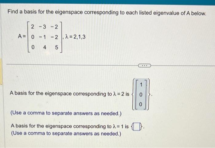Solved Find a basis for the eigenspace corresponding to each | Chegg.com