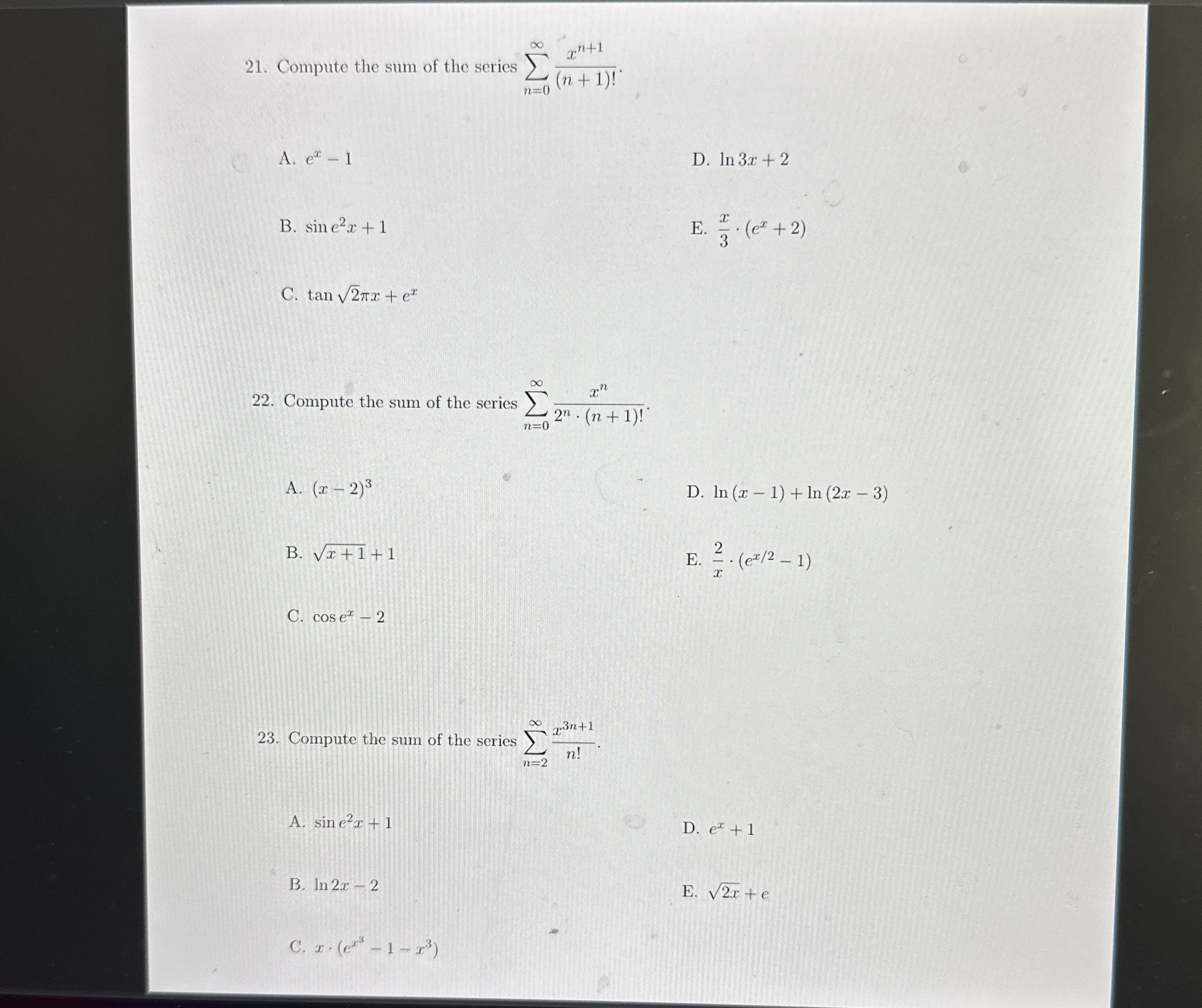 Solved Compute the sum of the series | Chegg.com