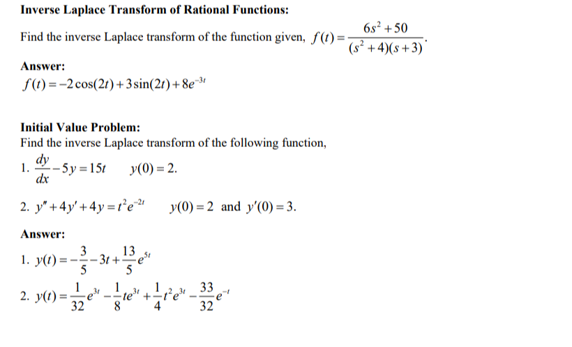 Solved Inverse Laplace Transform of Rational Functions: 6s? | Chegg.com