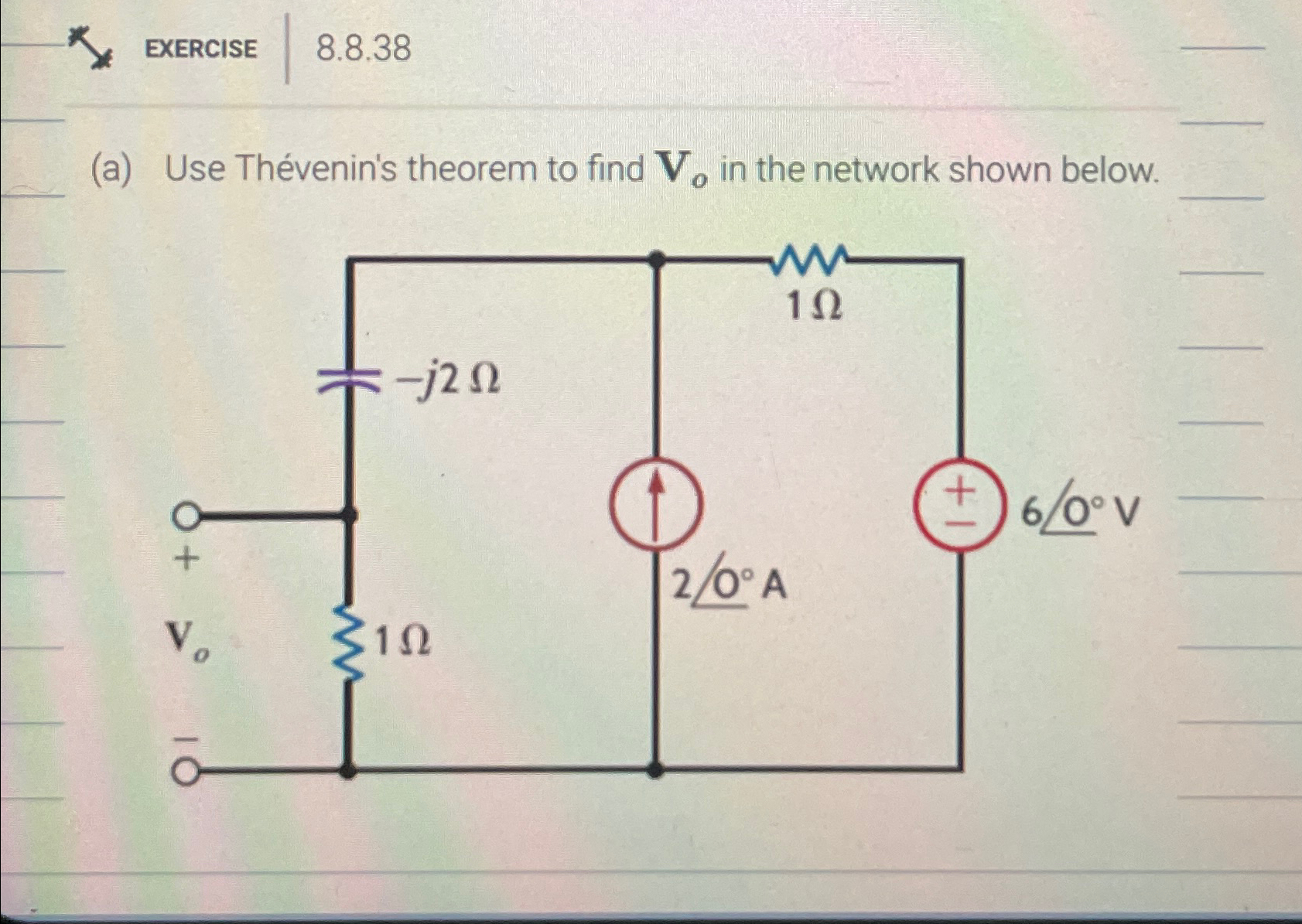 Solved EXERCISE8.8 .38(a) ﻿Use Thévenin's theorem to find Vo | Chegg.com