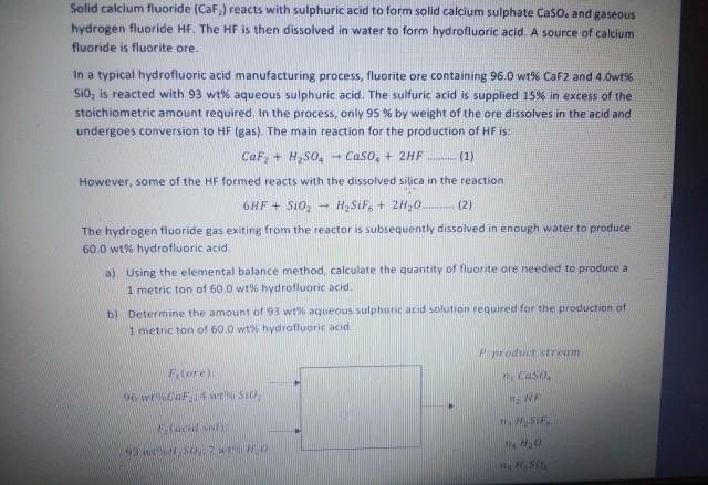 Solved Solid calcium fluoride (Caf) reacts with sulphuric | Chegg.com