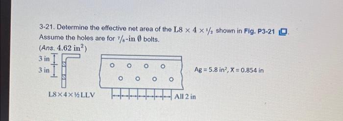 Solved 3-21. Determine the effective net area of the | Chegg.com