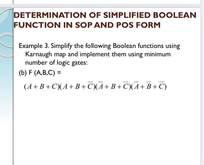 Solved DETERMINATION OF SIMPLIFIED BOOLEAN FUNCTION IN SOP | Chegg.com