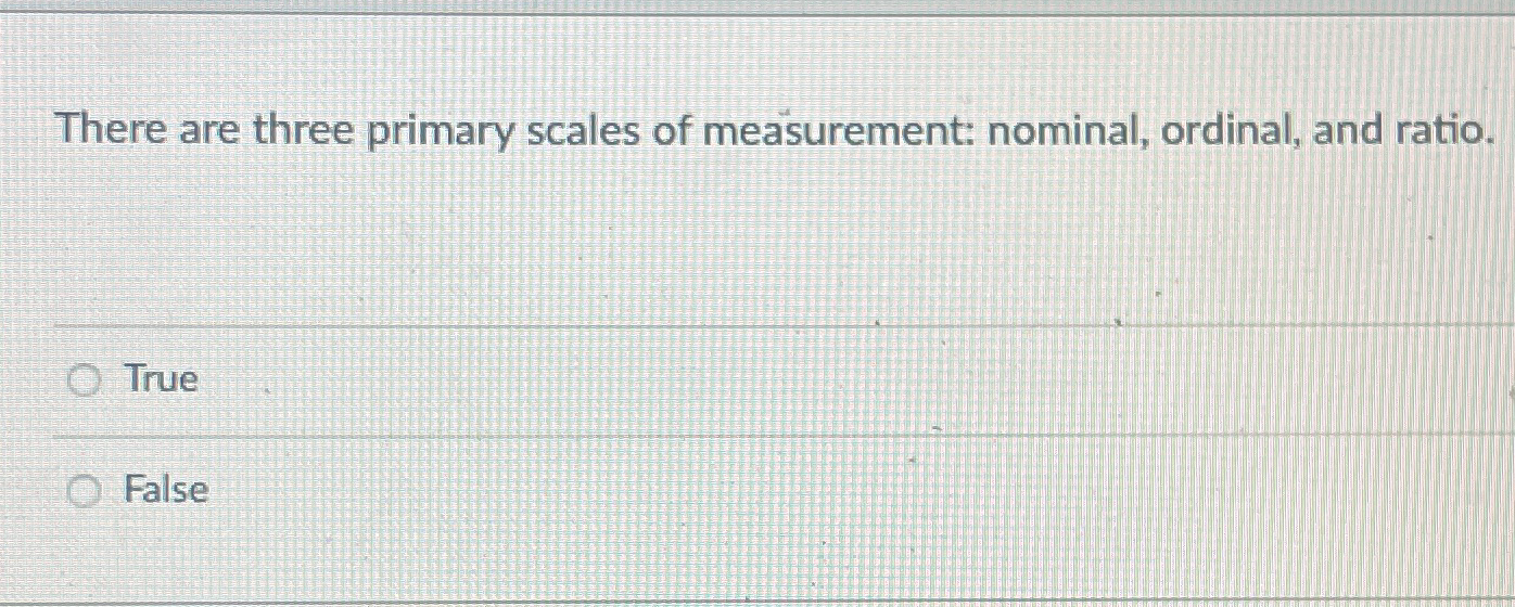 Solved There are three primary scales of measurement: | Chegg.com