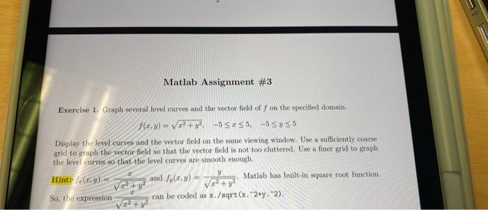 Matlab Assignment #3 Ver Exerc 1. Crewallaced the | Chegg.com