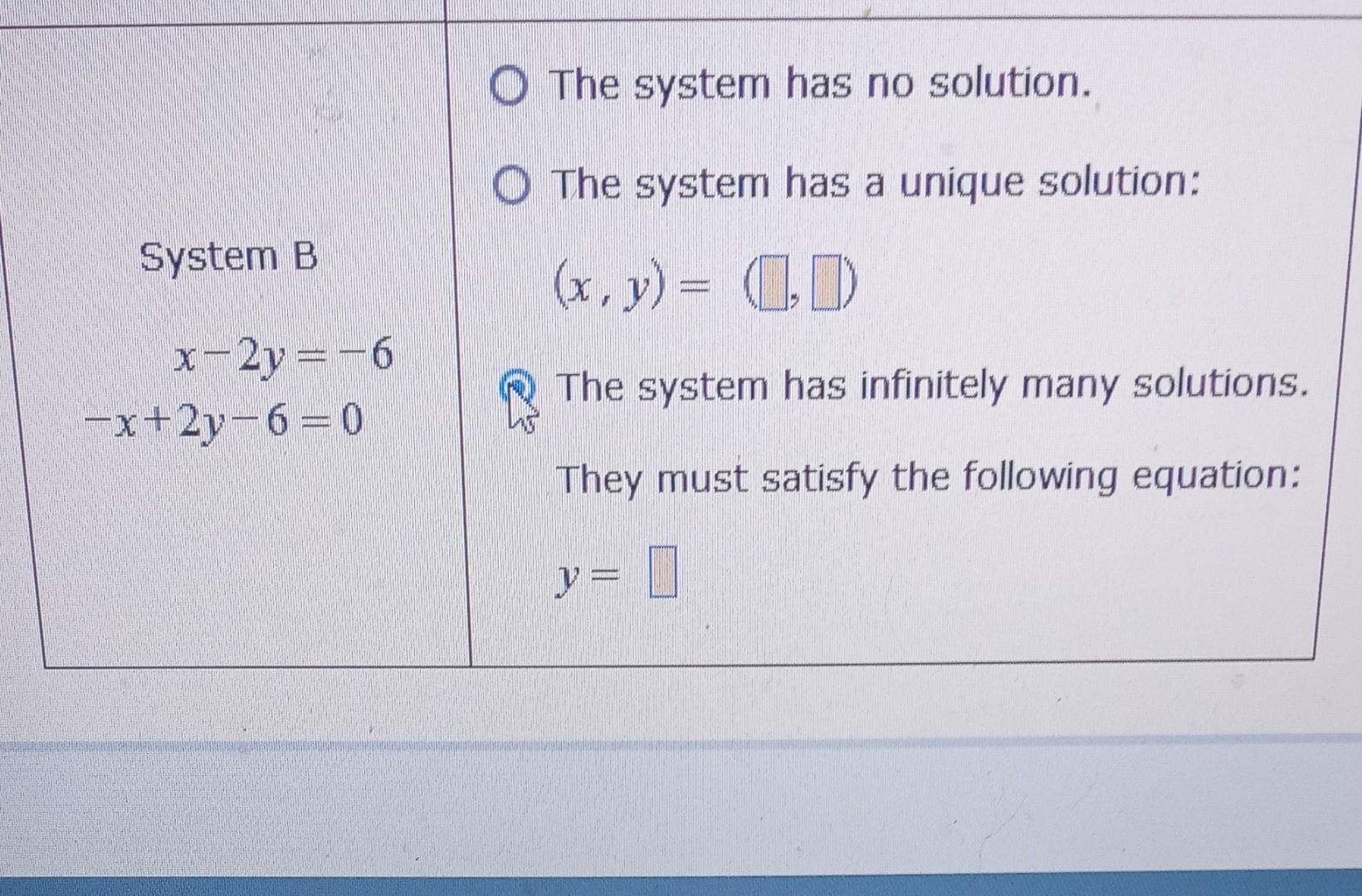 Solved The system has no solution. The system has a unique | Chegg.com