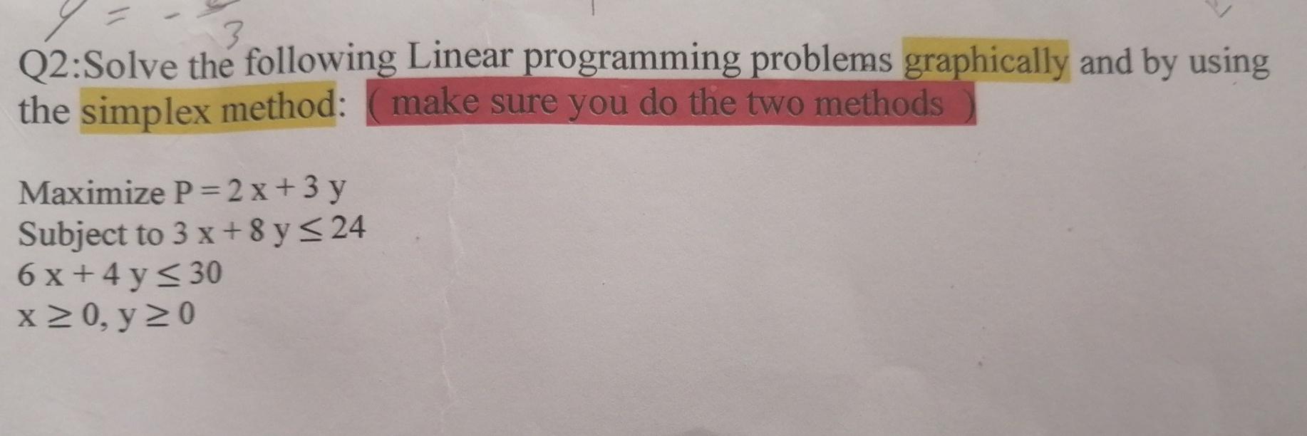 Solved 3. Q2:Solve the following Linear programming problems | Chegg.com
