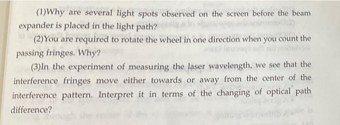 Solved Experiment: Measuring laser wavelength and index of | Chegg.com