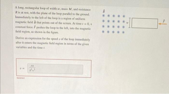 Solved В W A Long Rectangular Loop Of Width W Mass M And 