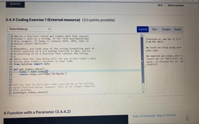 Solved 1 Whrite A Function Called Get Todays Date That