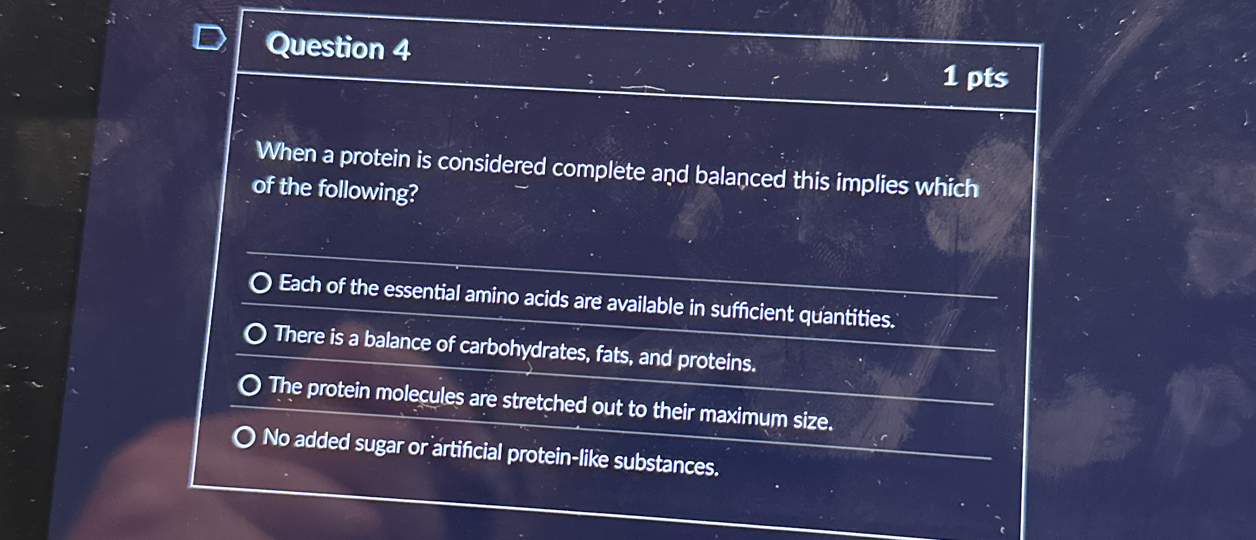 Solved Question 41 ﻿ptsWhen a protein is considered complete | Chegg.com