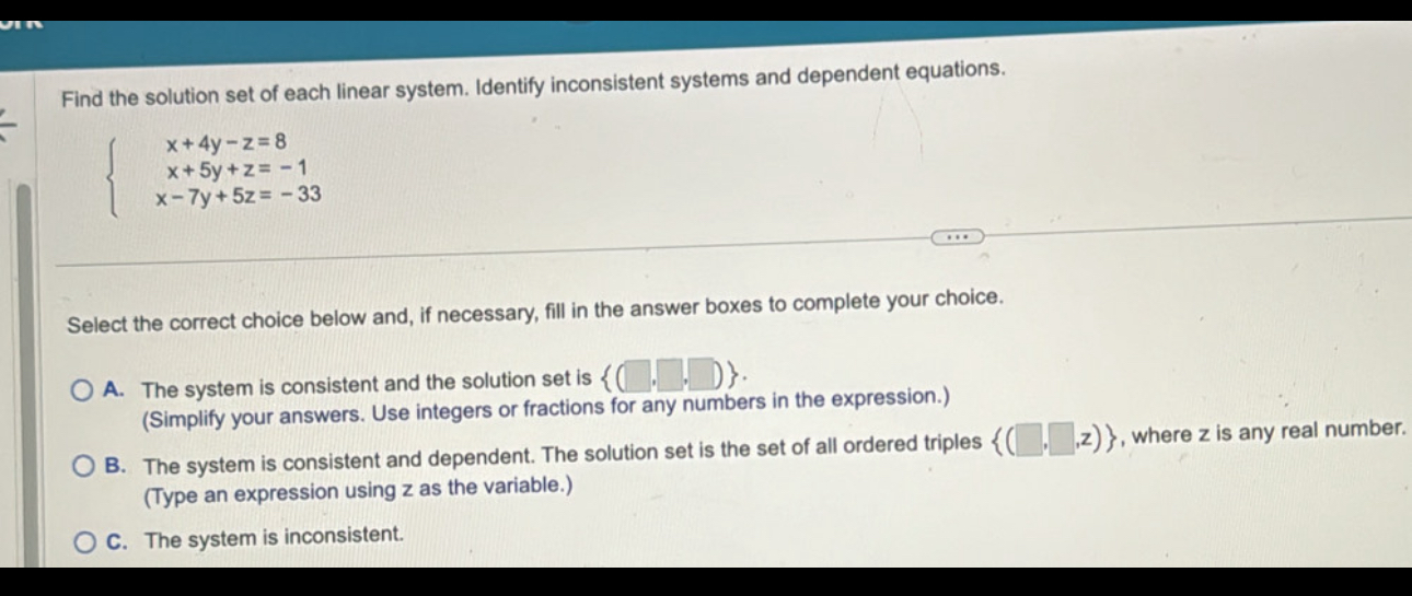 Solved Find the solution set of each linear system. Identify | Chegg.com