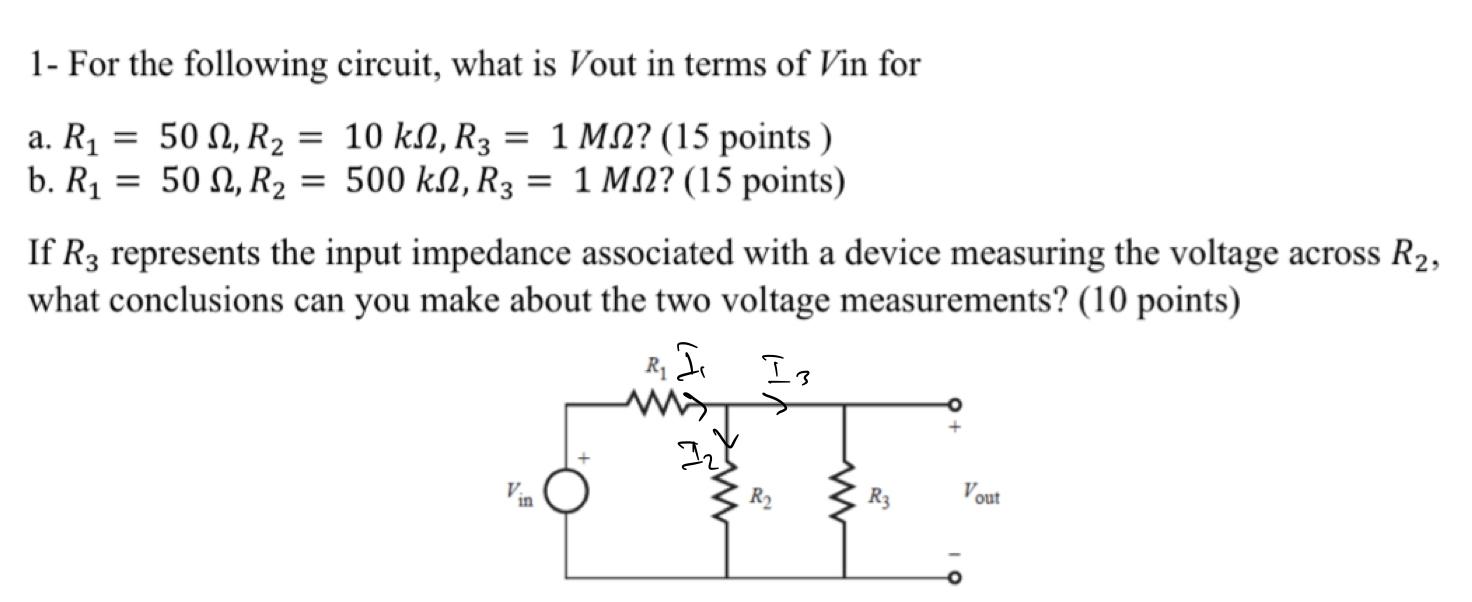 Solved 1- ﻿For the following circuit, what is Vout in terms | Chegg.com