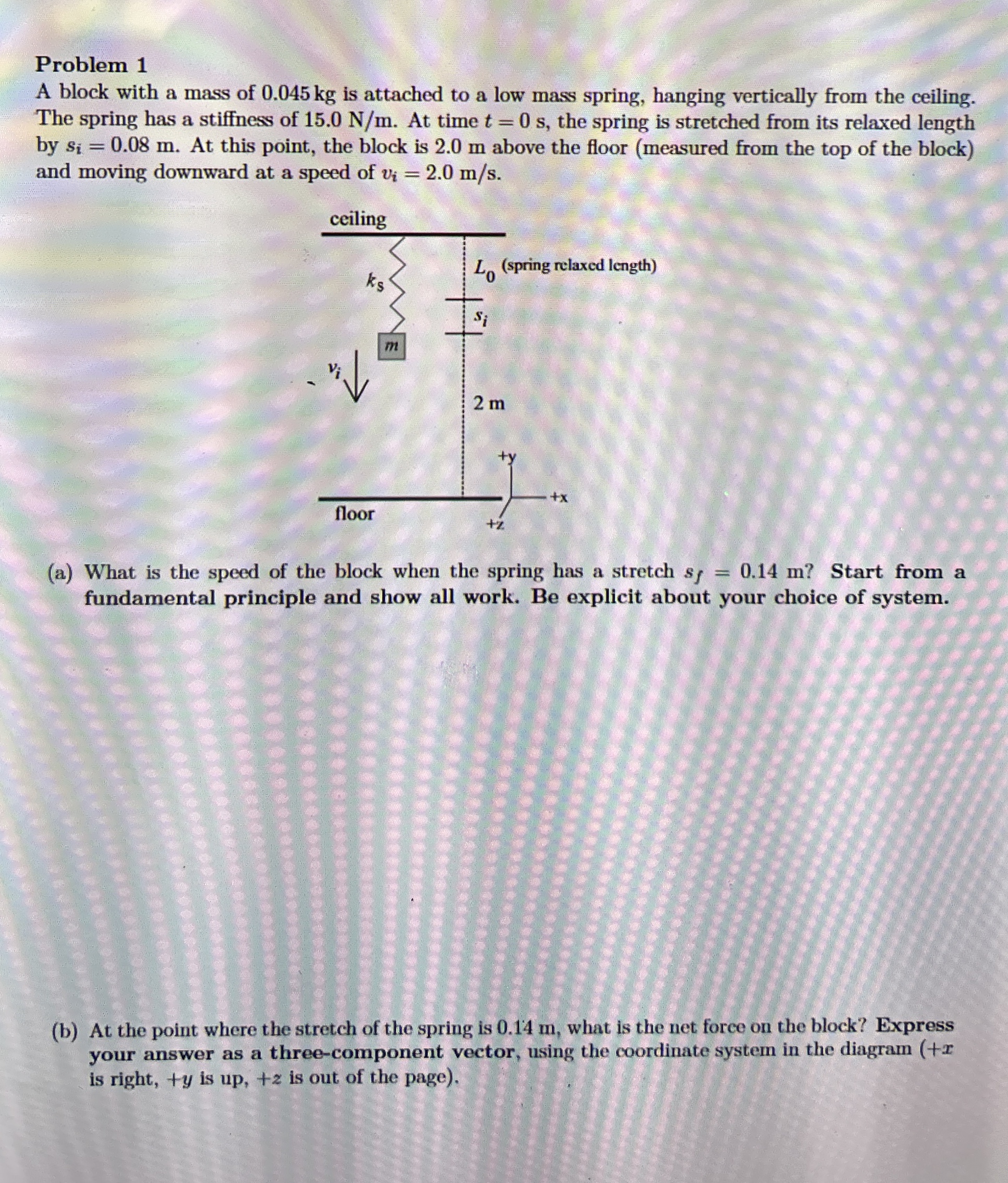 Solved Problem 1A block with a mass of 0.045 ﻿kg is attached | Chegg.com