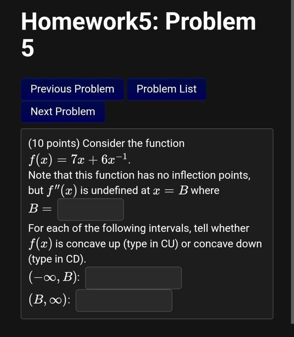 Solved (10 points) Consider the function f(x)=7x+6x−1. Note | Chegg.com
