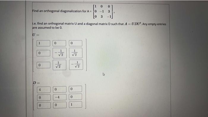 Solved Find an orthogonal diagonalization for | Chegg.com