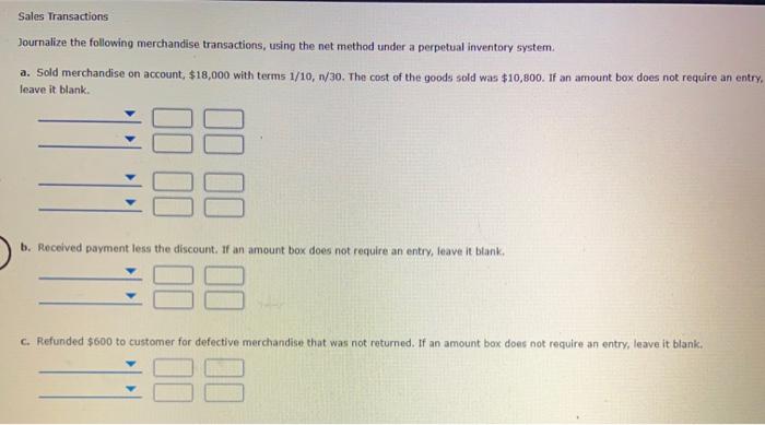 Solved Sales Transactions Journalize the following | Chegg.com Solved Sales Transactions Journalize the following | Chegg.com