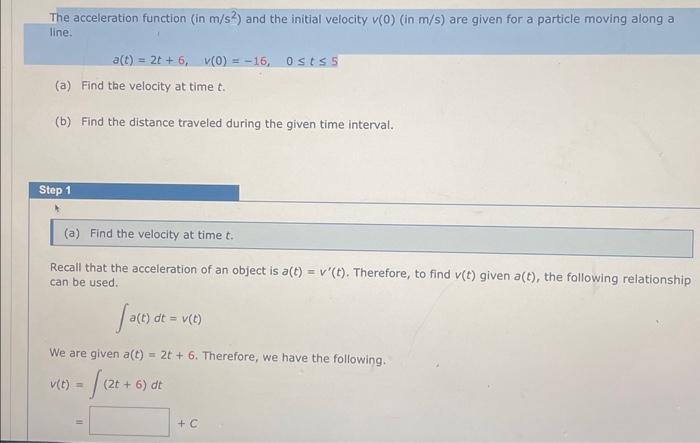 Solved The acceleration function (in m/s2 ) and the initial | Chegg.com