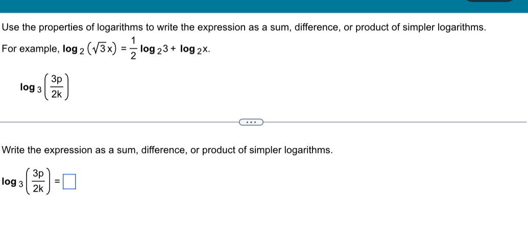 Solved Use the properties of logarithms to write the | Chegg.com