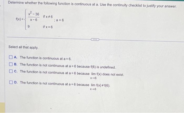 Solved Determine whether the following function is | Chegg.com