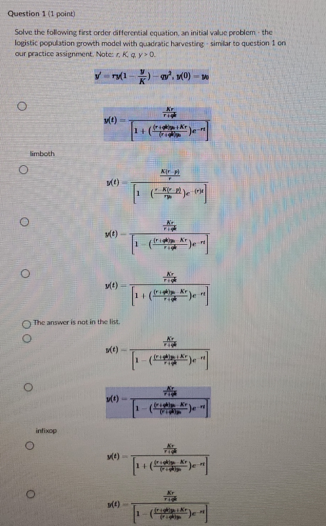 Solved Question 1 (1 ﻿point)Solve the following first order | Chegg.com