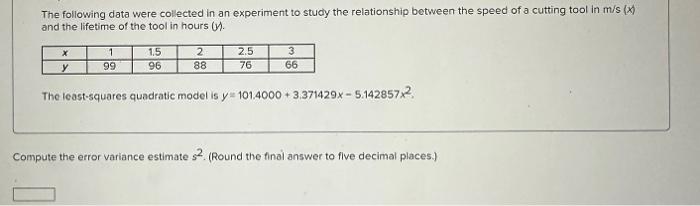 Solved The following data were collected in an experiment to | Chegg.com