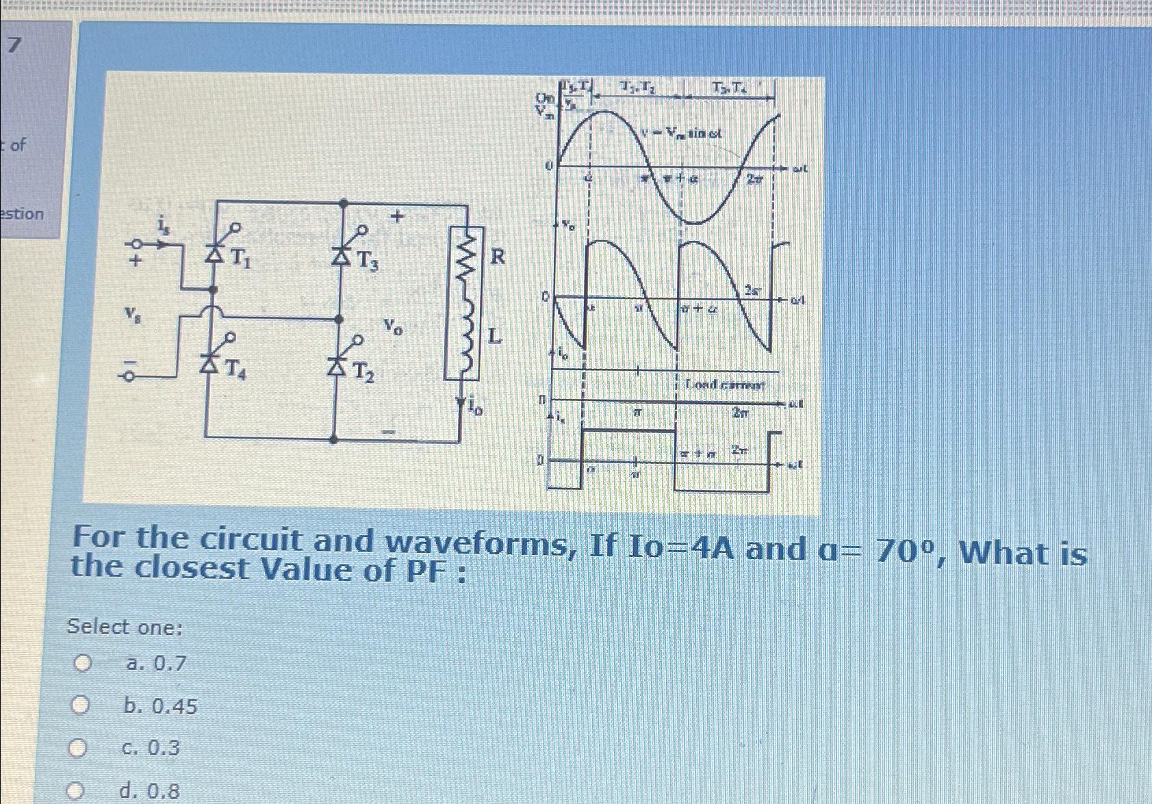 For this circuit if Vm=200 ﻿and a=30°, ﻿Find Vrms of | Chegg.com