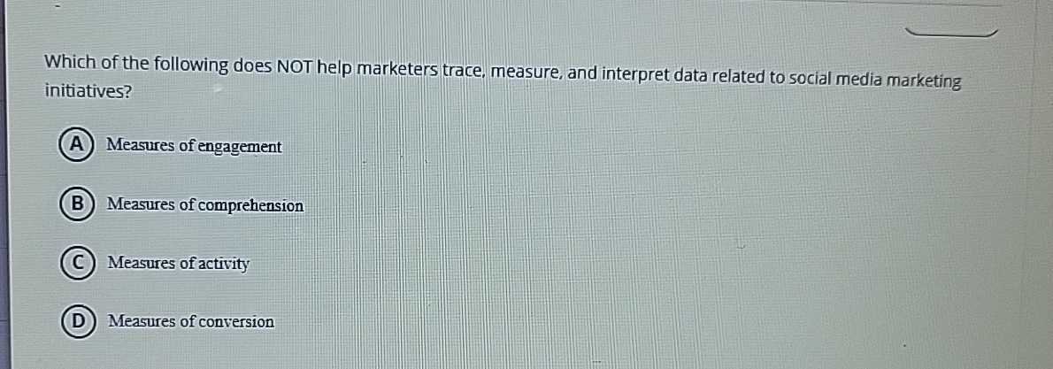 Solved Which of the following does NOT help marketers trace, | Chegg.com