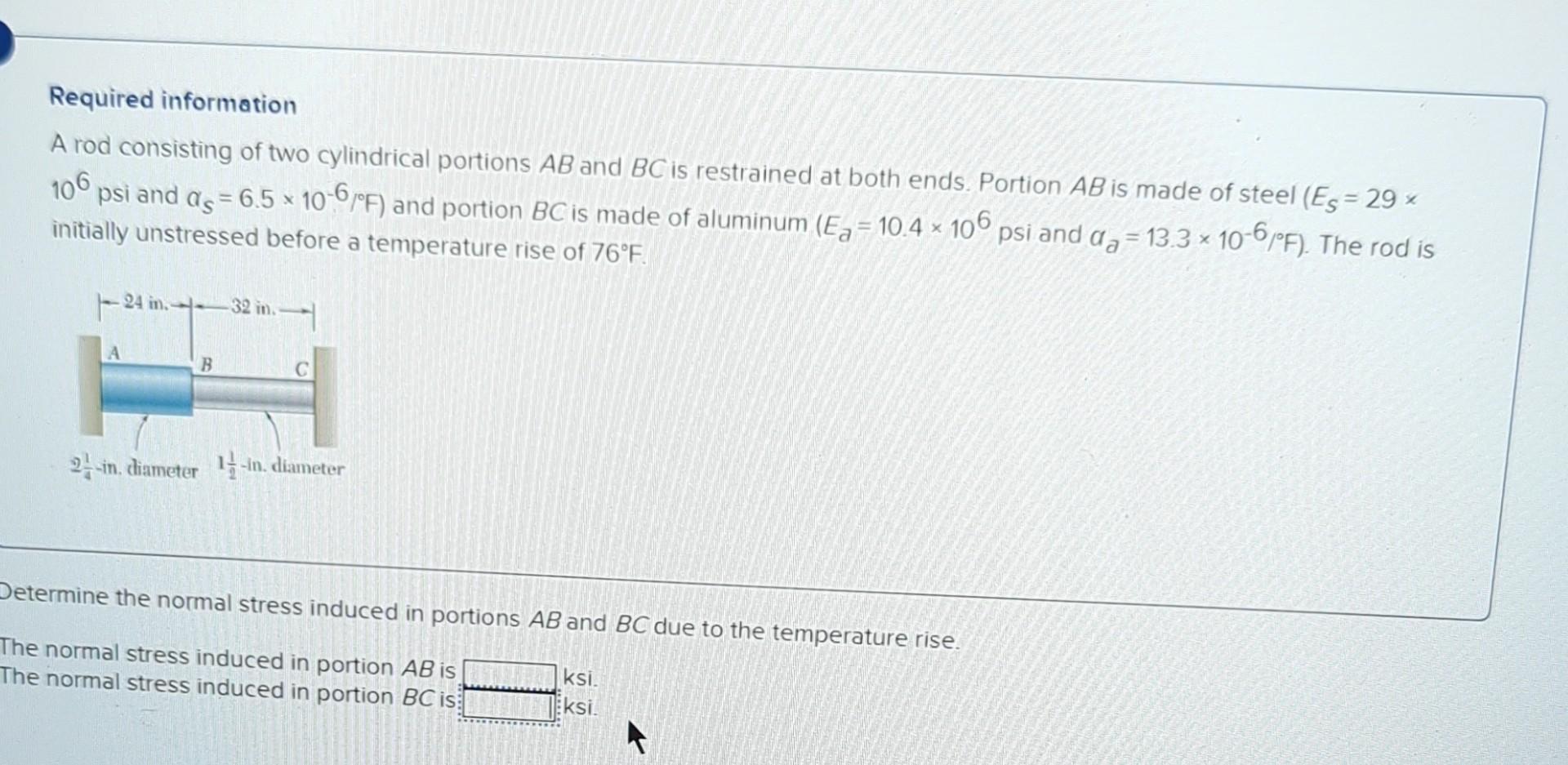 Solved Required information A rod consisting of two | Chegg.com