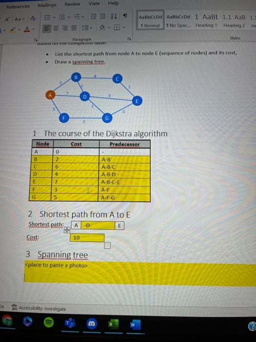 Solved - List the shortest path from node A to node E | Chegg.com