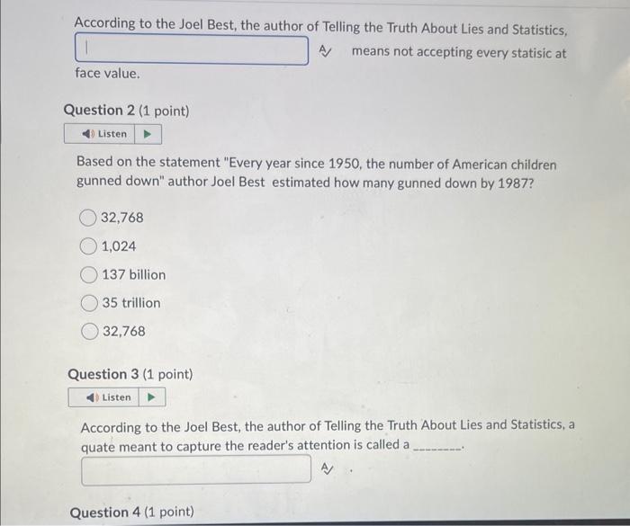 According to the Joel Best, the author of Telling the | Chegg.com