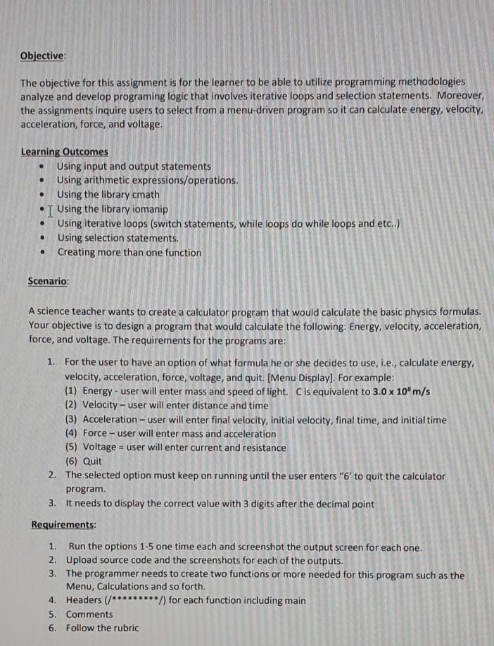 Solved Objective The Objective For This Assignment Is For 