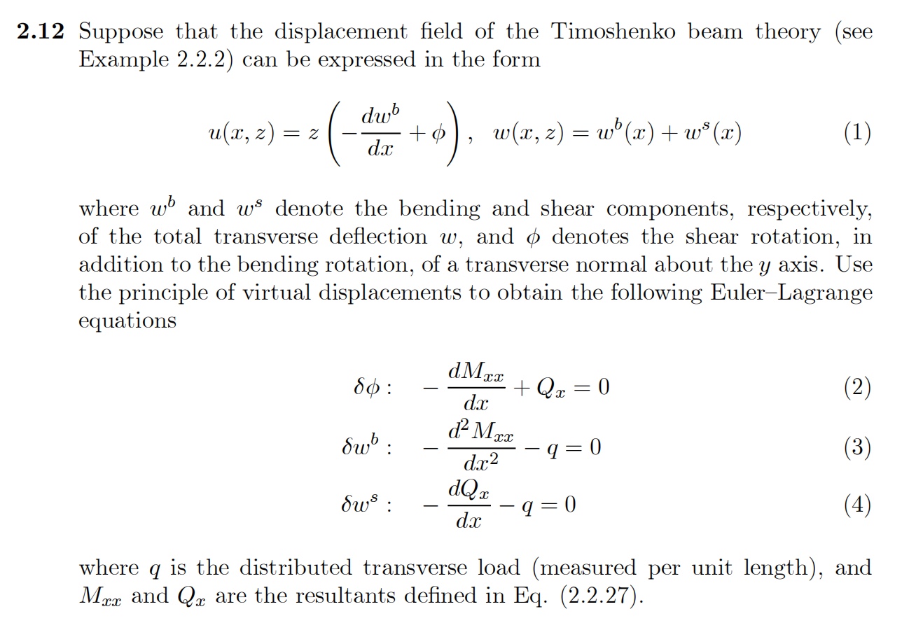 Solved 2.12 ﻿Suppose that the displacement field of the | Chegg.com
