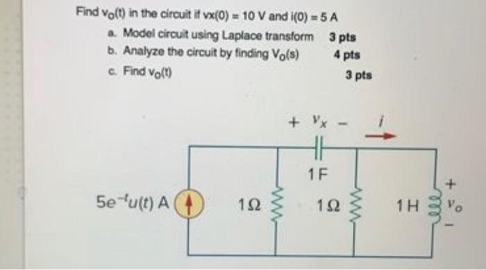 Solved Find \\( v_{0}(t) \\) in the circuit if \\( v x(0)=10 | Chegg.com