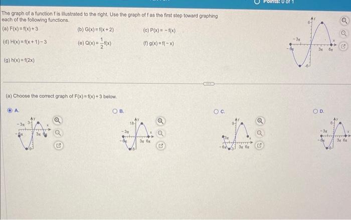 Solved (a) Chaoce the comect graph of F(x)=f(x)+3 below. B. | Chegg.com