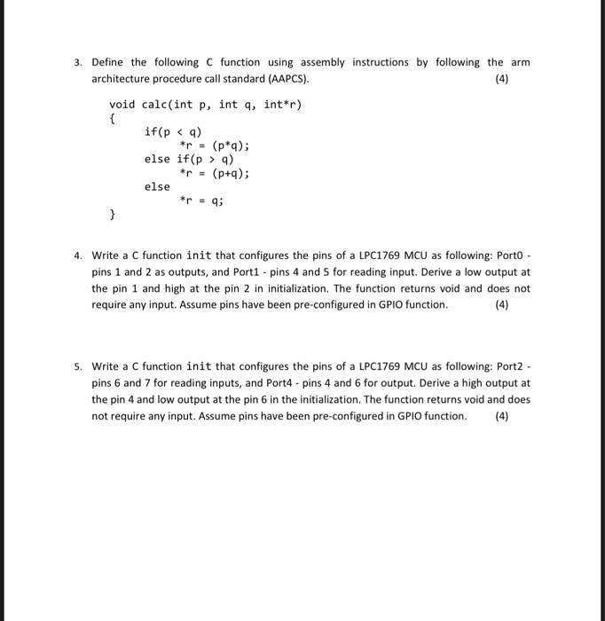 Solved 3. Define the following C function using assembly | Chegg.com