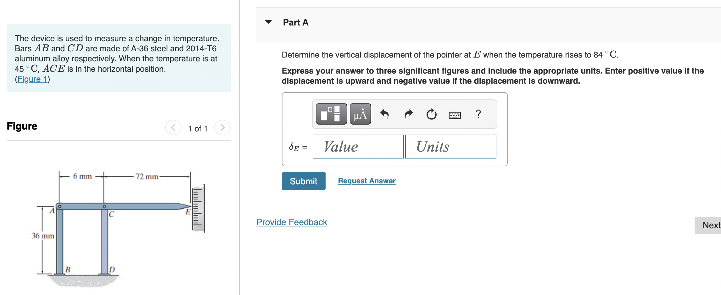 Solved Part AThe device is used to measure a change in | Chegg.com