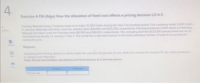 Solved Exercise 4-11A (Algo) How the allocation of fixed | Chegg.com