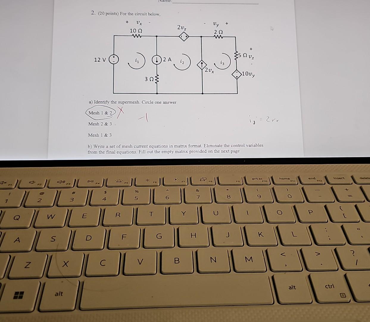 Solved 2. (20 points) For the circuit below, a) Identify the | Chegg.com
