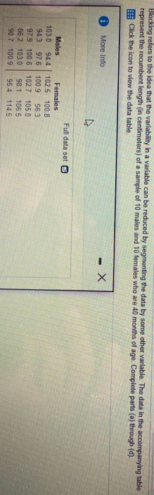 Solved Blocking refers to the idea that the variability in a | Chegg.com